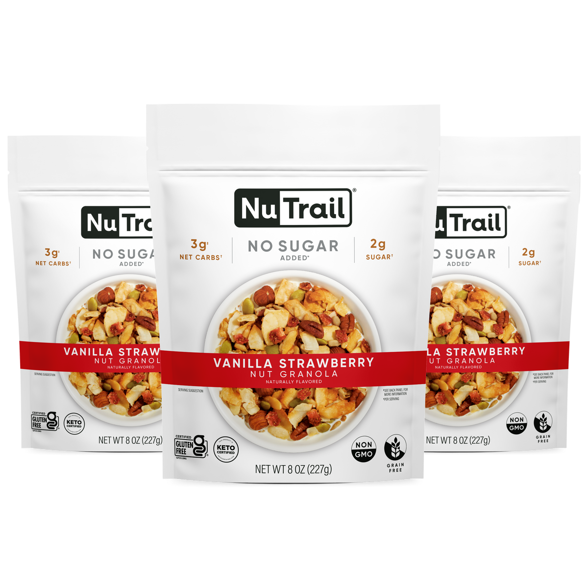 Vanilla Strawberry Nut Granola 3-Pack 8 oz – NuTrail