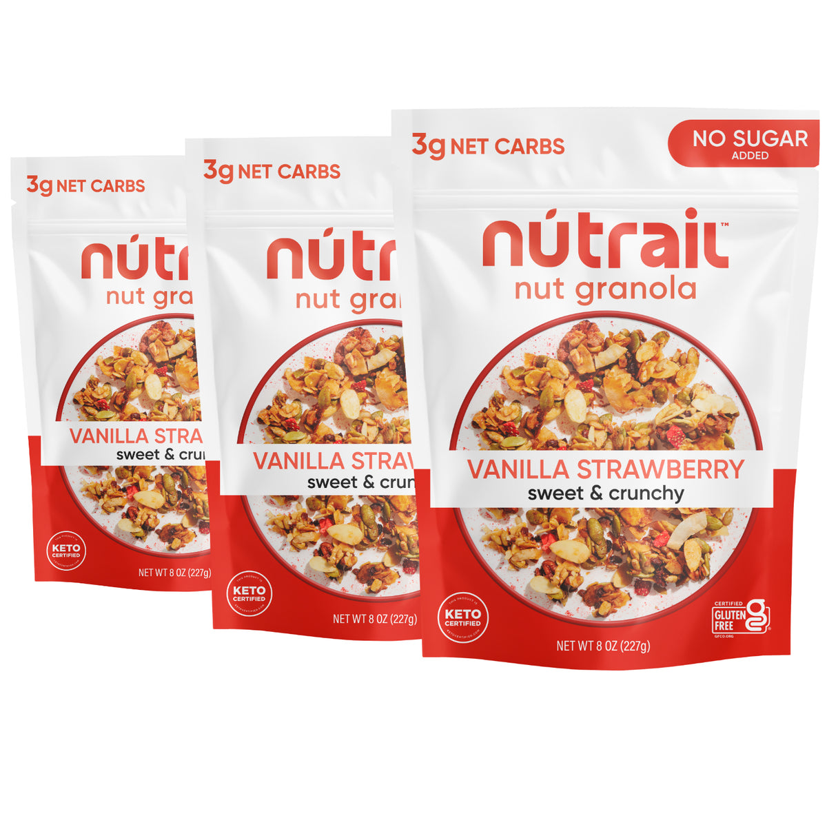 Vanilla Strawberry Nut Granola 3-Pack 8 oz – NuTrail