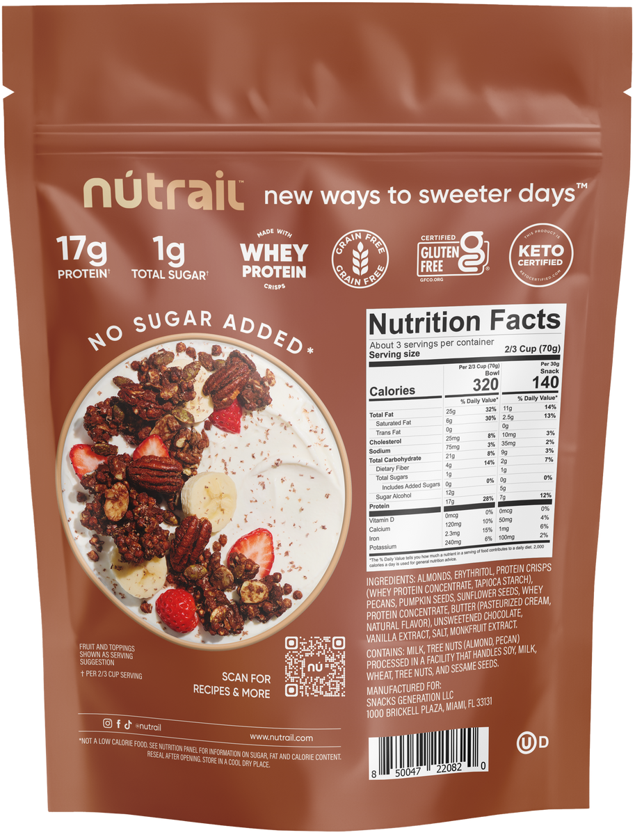 Chocolate Protein Nut Granola 8 oz – NuTrail