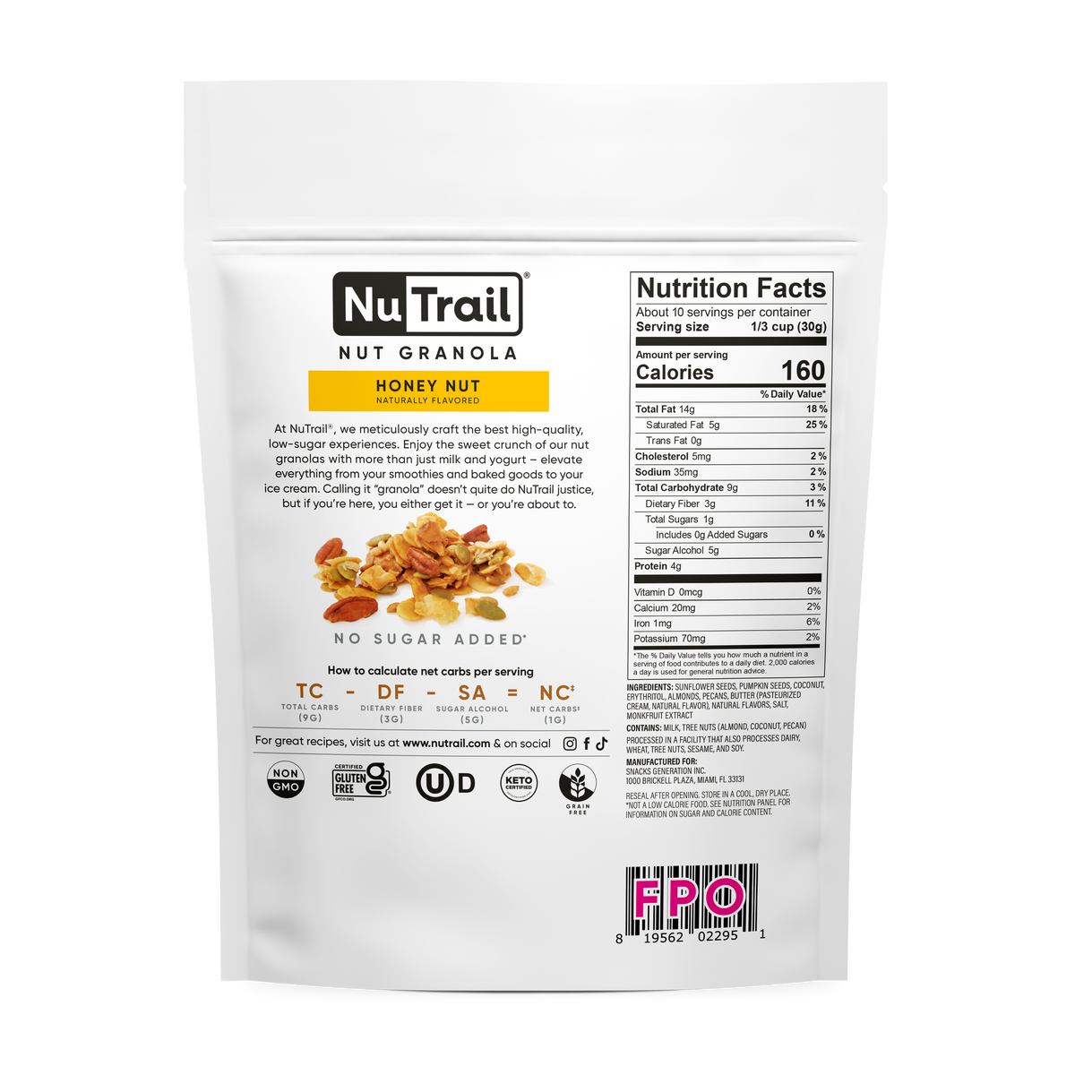 Honey Nut Granola 11 oz – NuTrail